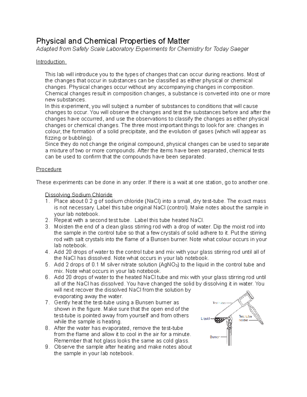 Experiment 3 - Protocol - Physical and Chemical Properties - Physical ...