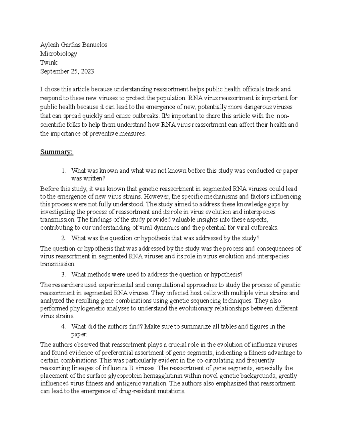 Distill an Article-Viruses *EXAMPLE* - Ayleah Garfias Banuelos ...