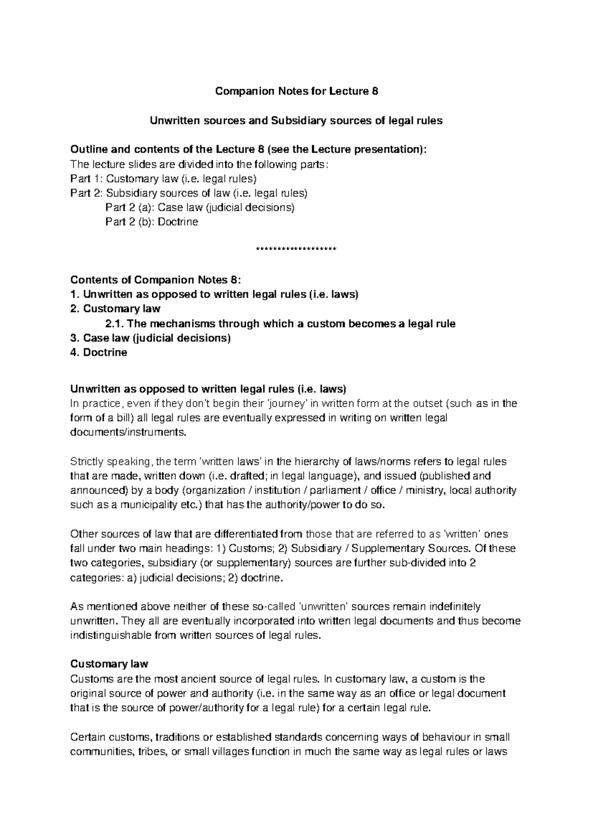 8 Companion notes for Lecture 8 fall2024 - Companion Notes for Lecture ...