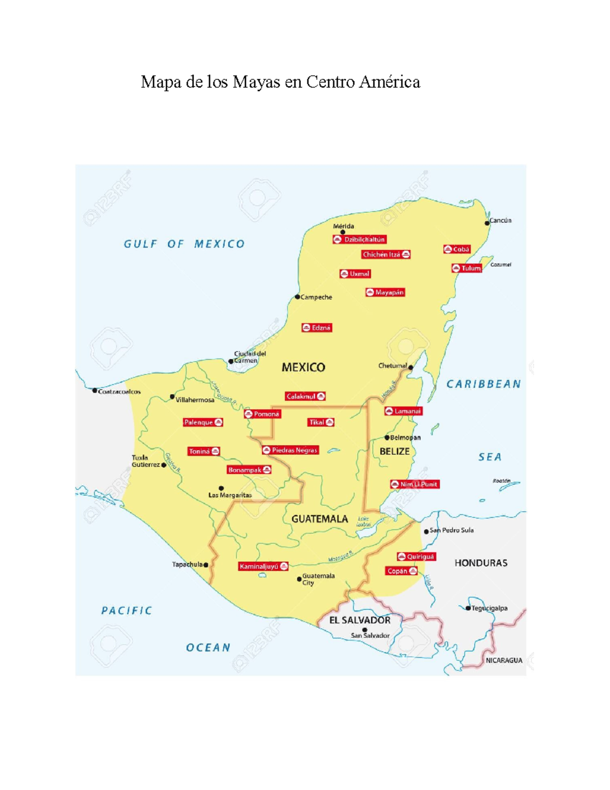 Mapa de los Mayas en Centro América - Mapa de los Mayas en Centro ...