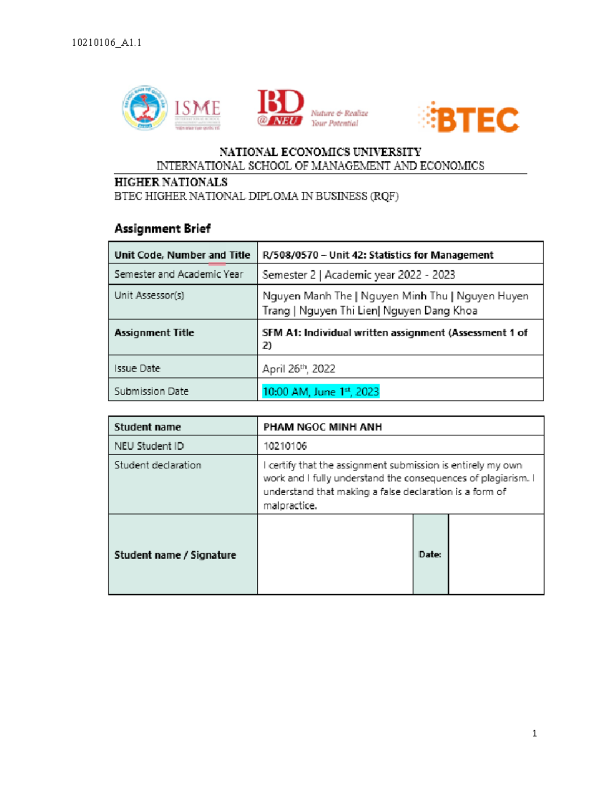 Sfm a1 - sfm a1 - Table of Contents - Studocu