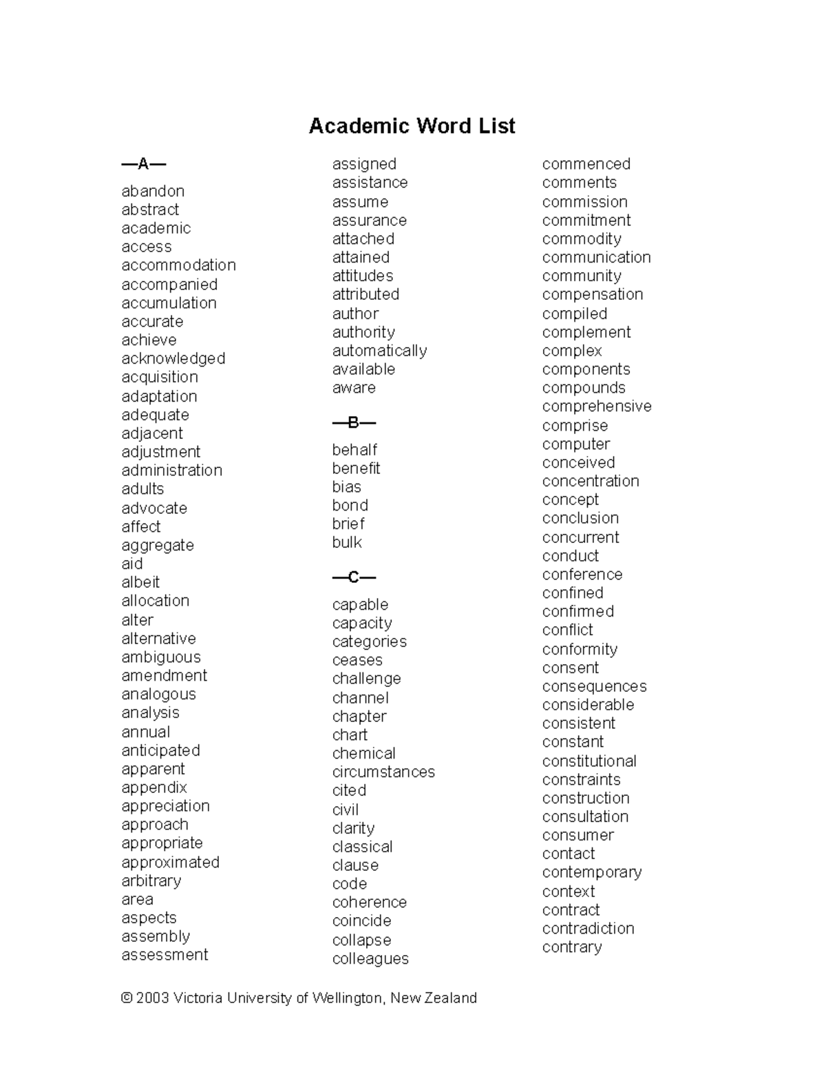 Academic Word List - sgdabdfb asdfad - Academic Word List —A— abandon ...