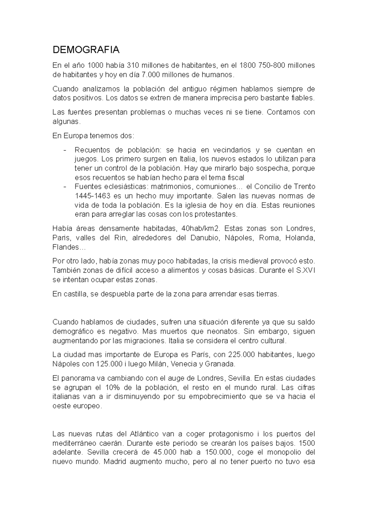 TEMA 3 - David Ferre - DEMOGRAFIA En el año 1000 había 310 millones de ...