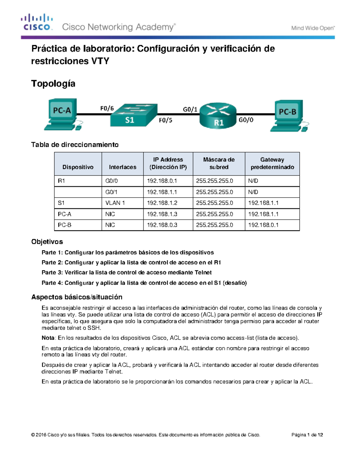 7.2.3.4 Lab - Configuring and Verifying VTY Restrictions - Estudiante ...