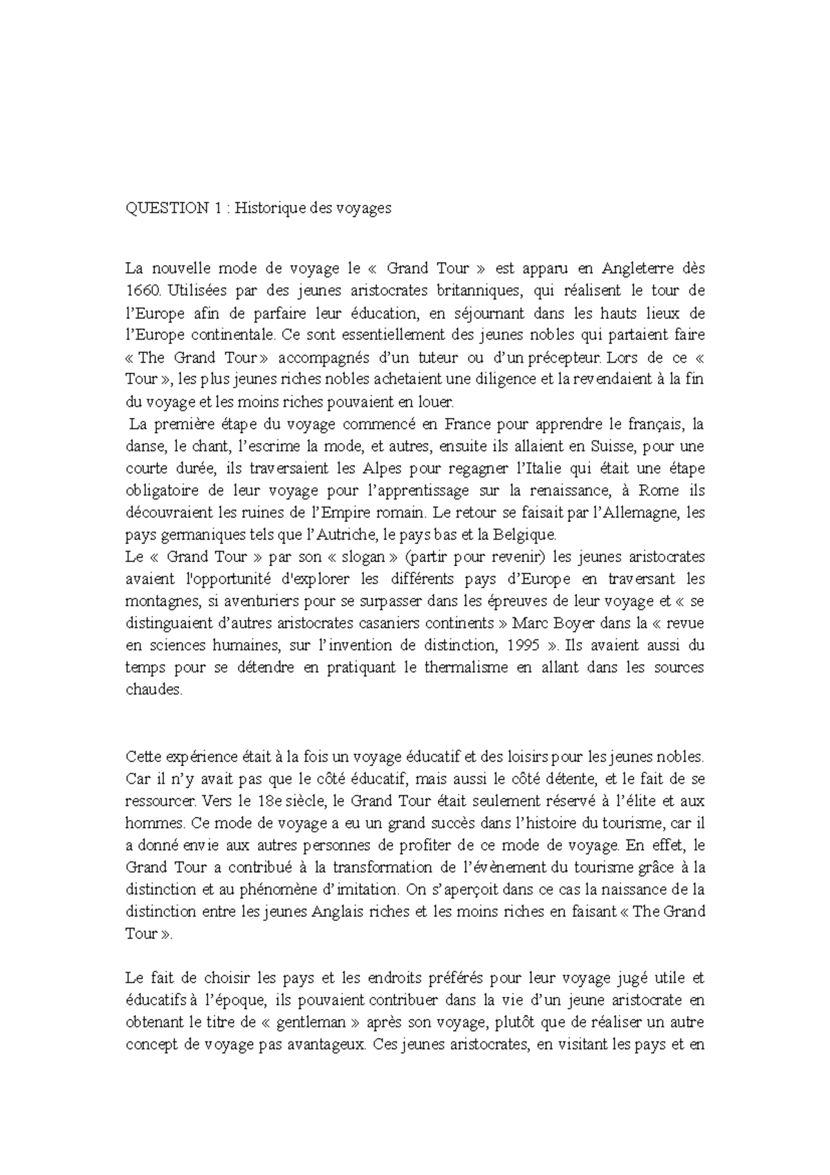 EUT1123 exam mi session - QUESTION 1 : Historique des voyages La ...