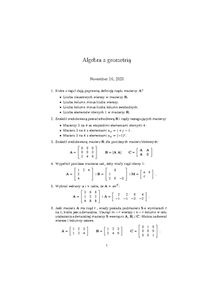 Wektory prostopadle w ukladzie w - Algebra z geometrią analityczną B ...