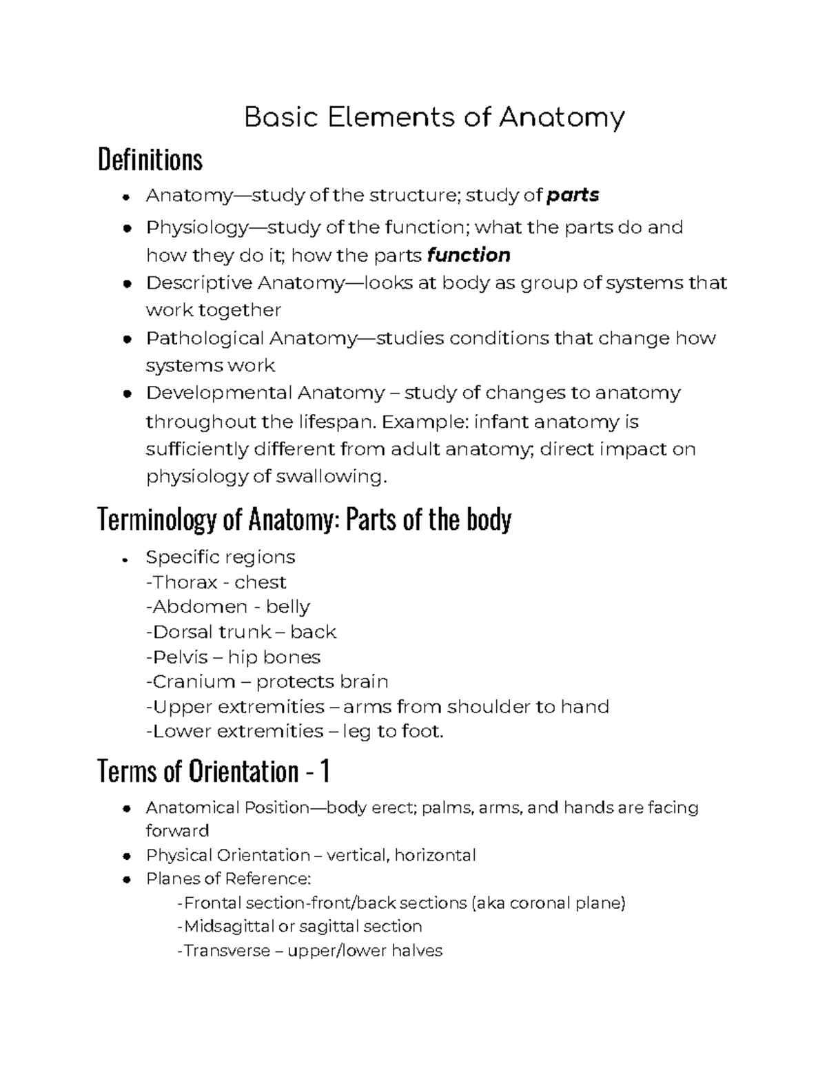 Chapter 1 SPLP Notes - Basic Ele e ts of A ato y Definitions AnatomǛ ...