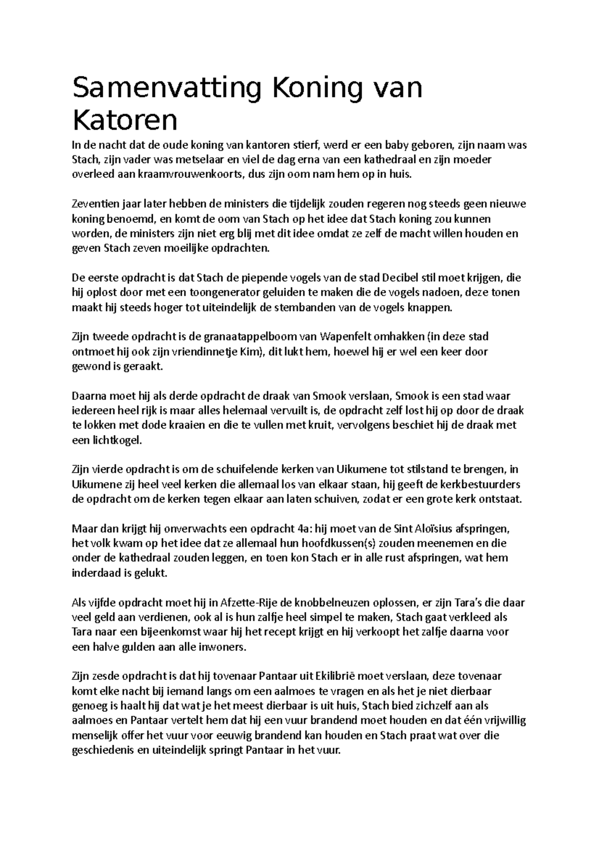 Samenvatting Koning van Katoren - Samenvatting Koning van Katoren In de ...