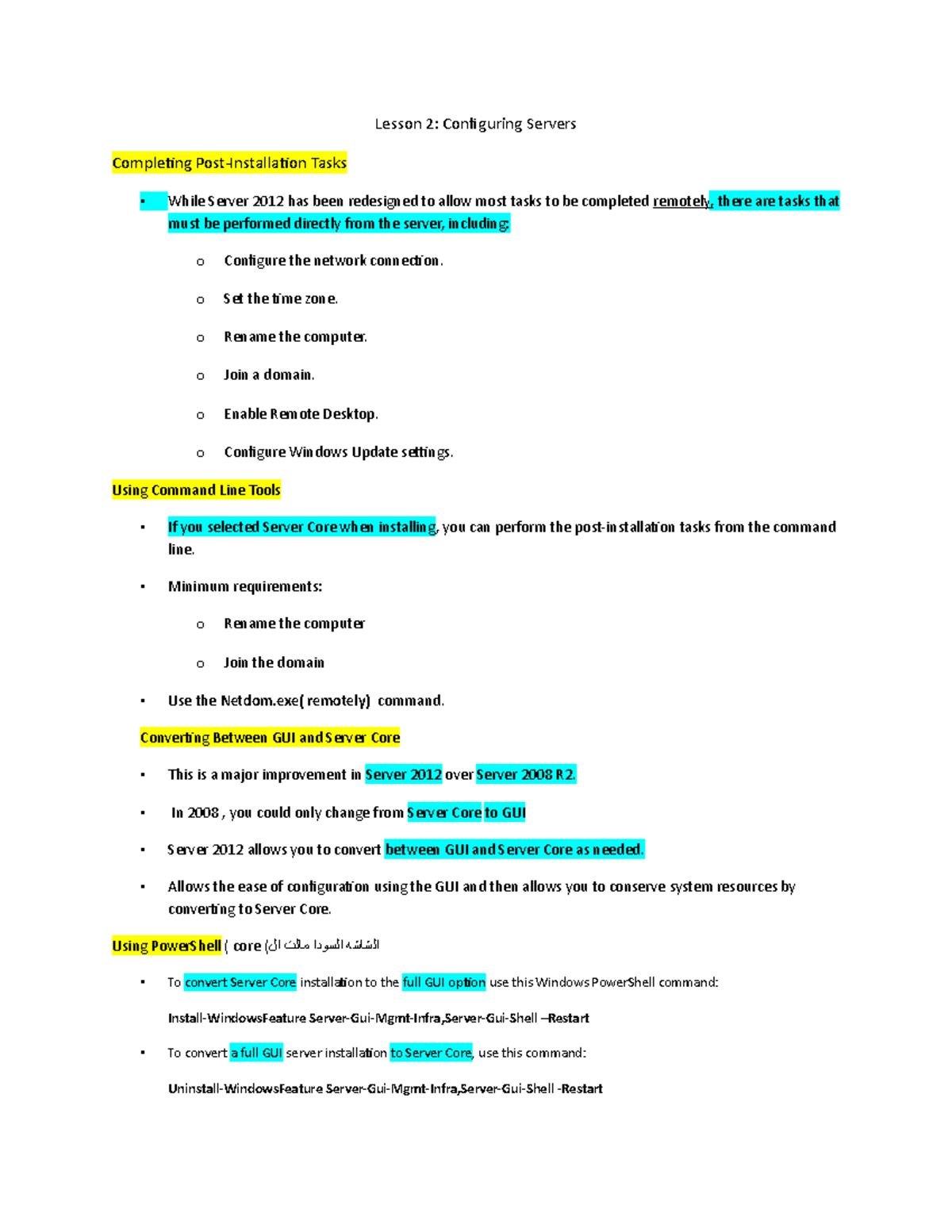 Lesson 2 summary - Lesson 2: Configuring Servers Completing Post ...