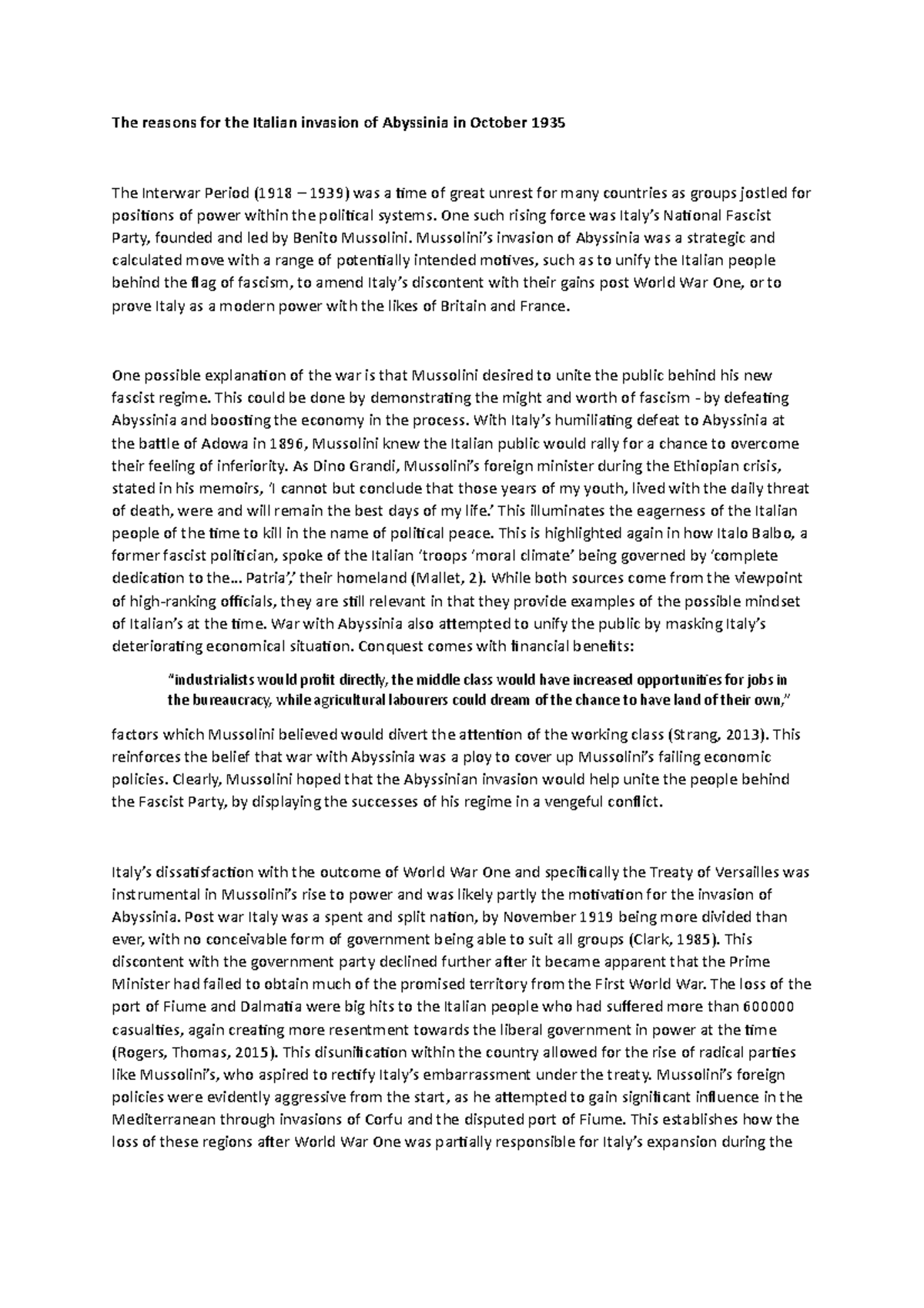 Grade 11 History Abyssinia Pog - The reasons for the Italian invasion ...