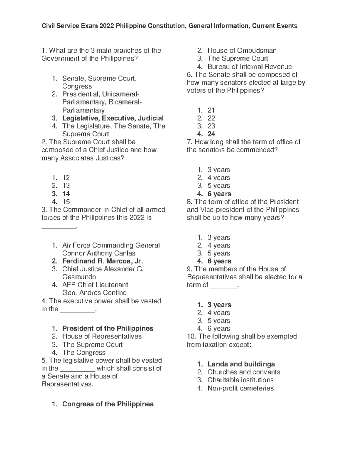 Philippine Constitution Reviewer - What are the 3 main branches of the ...