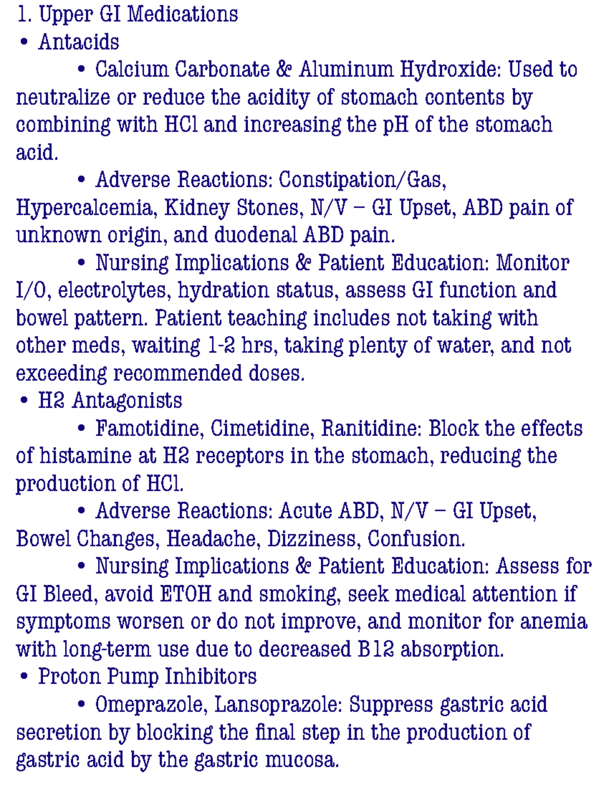 Upper & Lower GI - notes for fundamentals of nursing - Upper GI ...