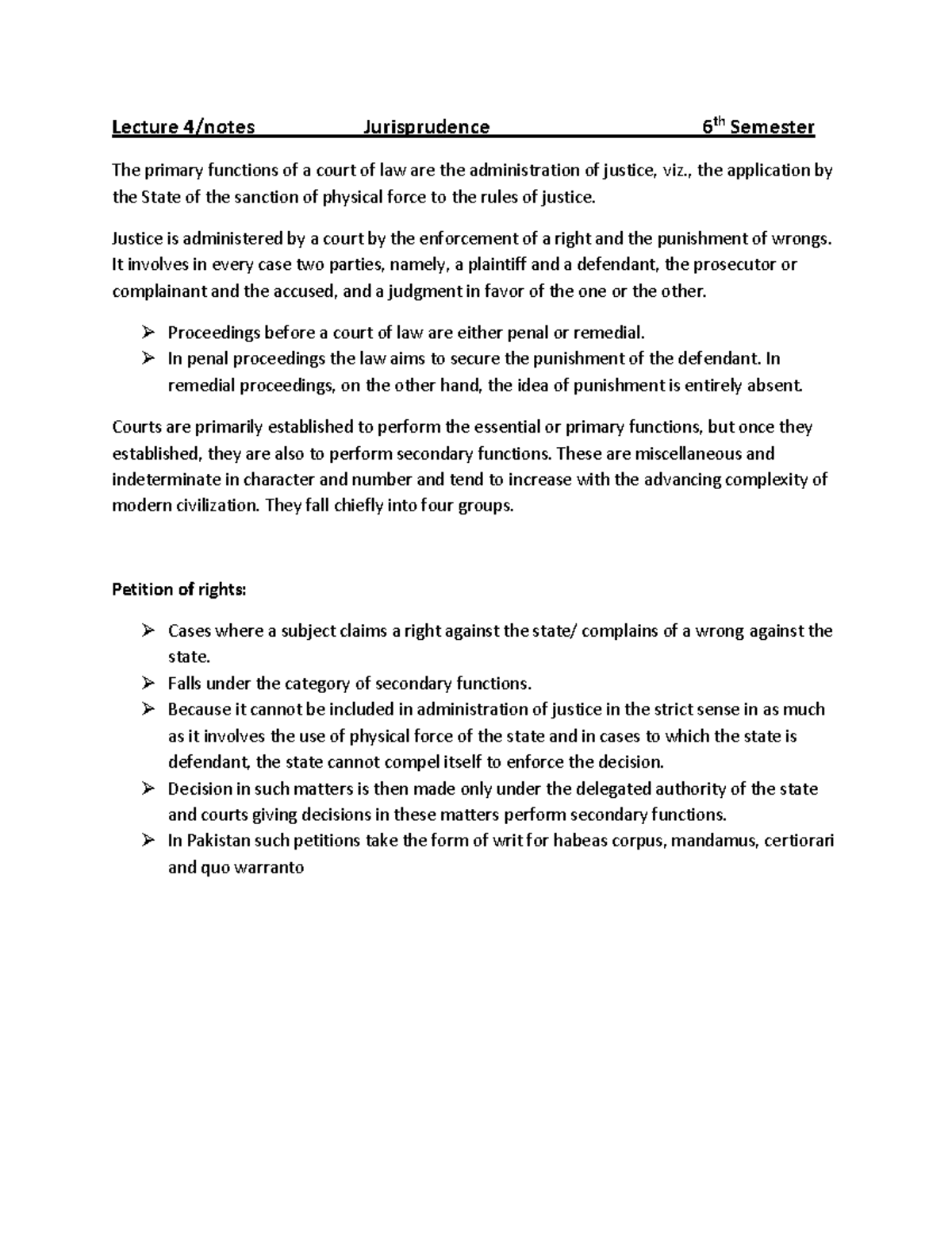 0 Lecture 4 Jurisprudence 6th Semester Notes 221027 210743 (1 ...