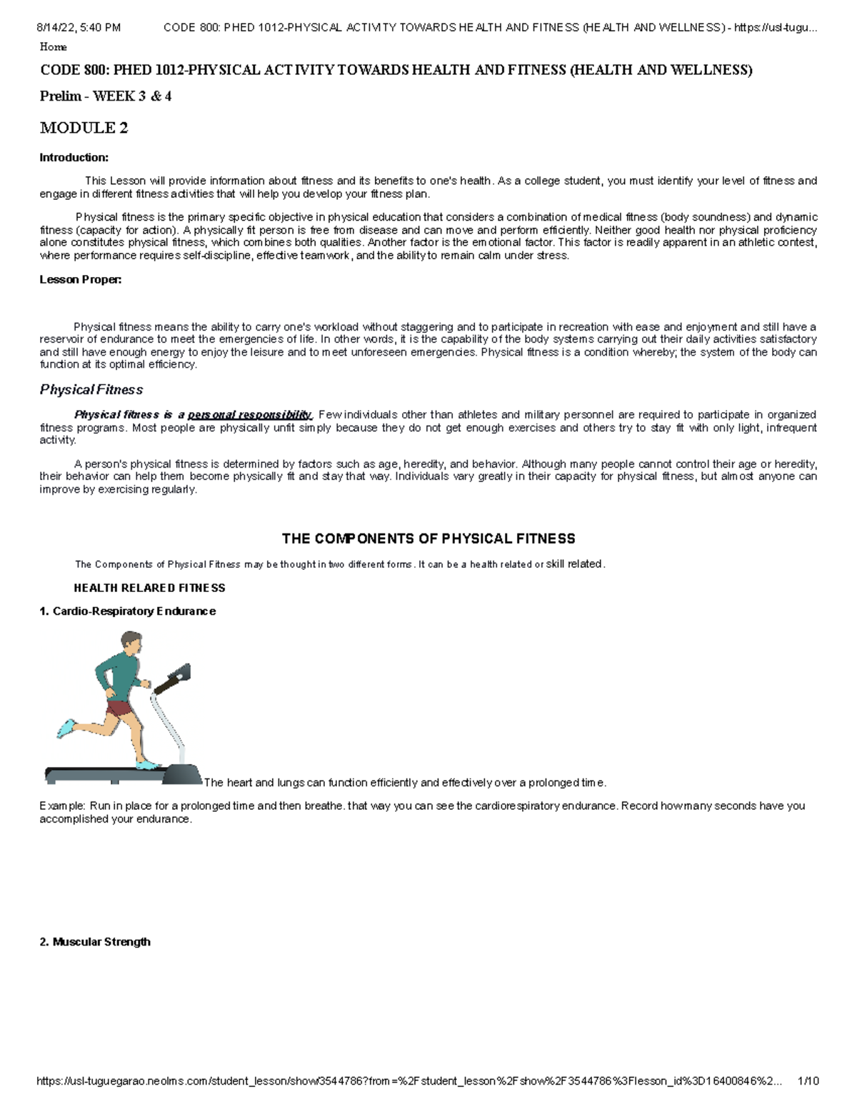 Week 3 and 4 - components of physical fitness - Home CODE 800: PHED ...