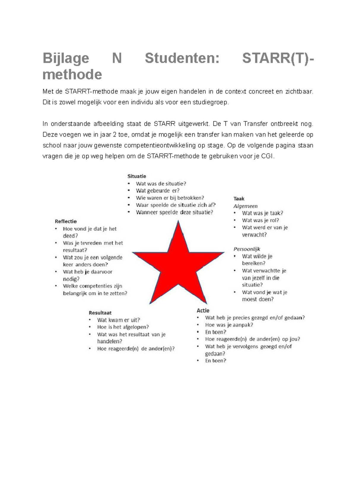 Bijlage L. Starrt methodiek - Bijlage N Studenten: STARR(T)- methode ...
