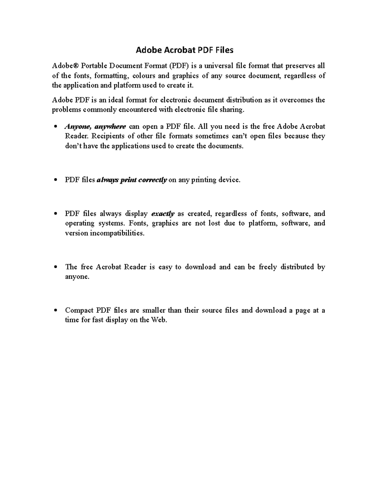 Retyped PDF to Word Sample - Adobe Acrobat PDF Files Adobe® Portable ...