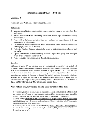 IP Law Assignment 1 33639094 - 2024 Intellectual Property Law ...