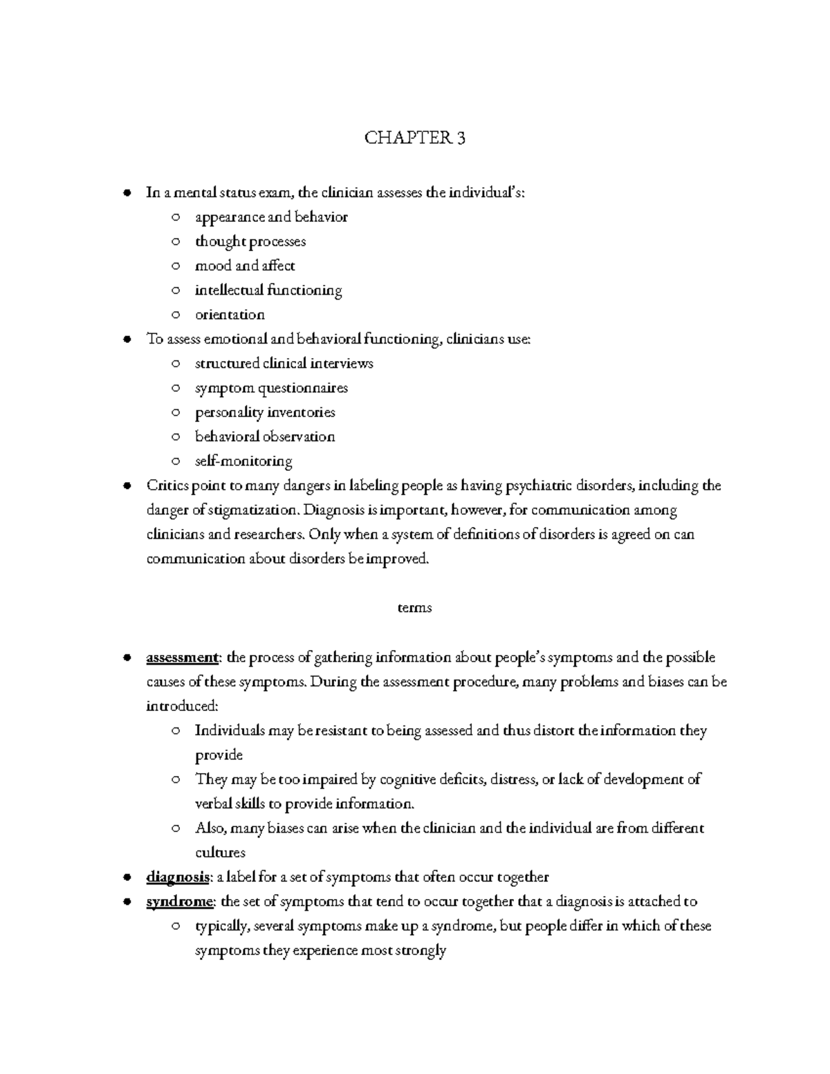 Pathology chapter 3 - Abnormal Psychology - CHAPTER 3 In a mental ...
