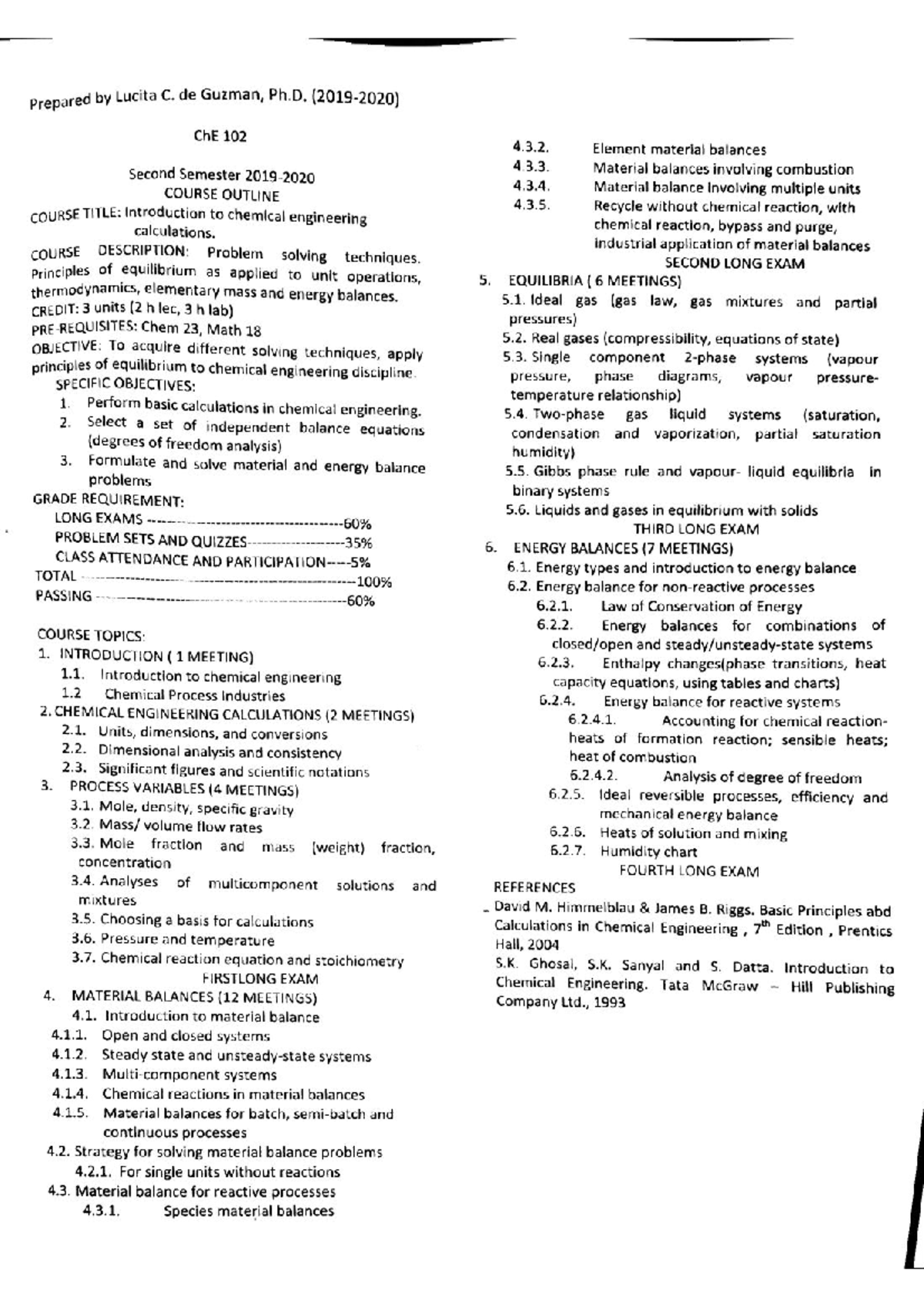 Che syllabus - Electrical Engineering - Studocu