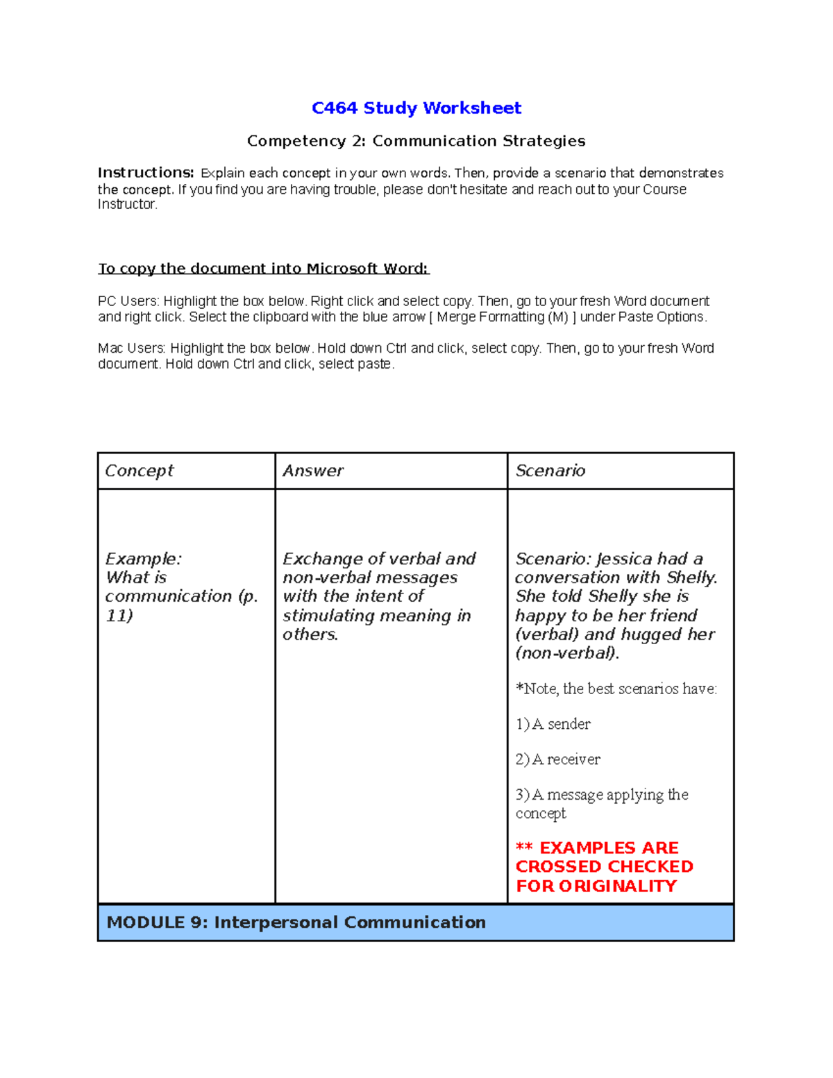 Competency 2 Worksheet - C464 Study Worksheet Competency 2 ...