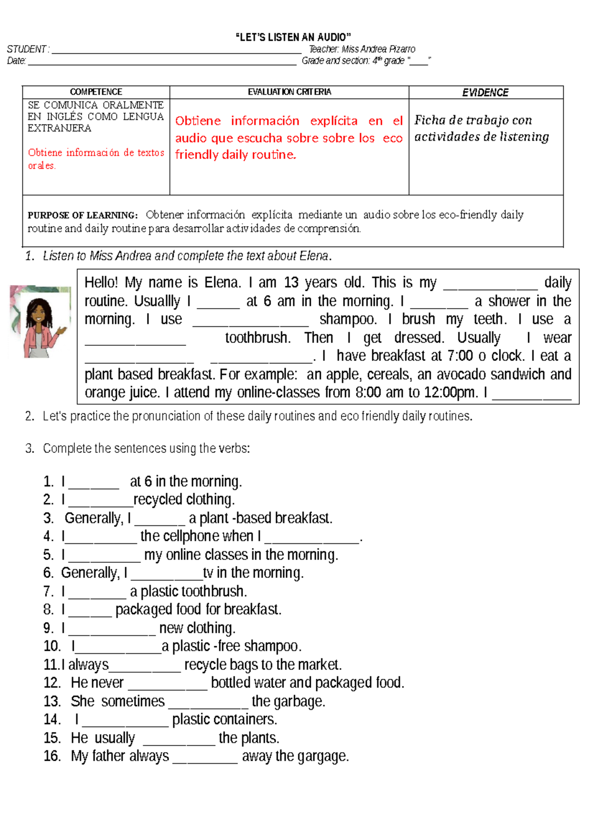 GUIA 3-UNIT III - BUENO - “LET’S LISTEN AN AUDIO” STUDENT : - Studocu