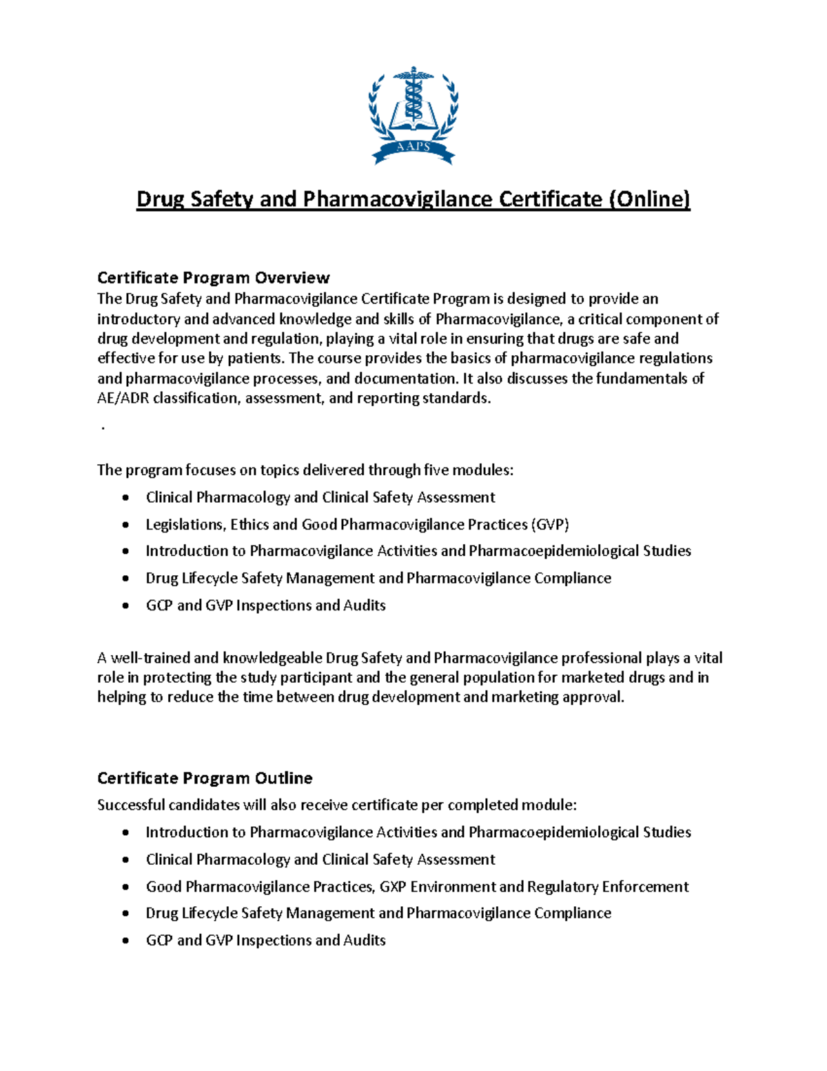 Drug Safety and Pharmacovigilance Certificate Online - Drug Safety and ...