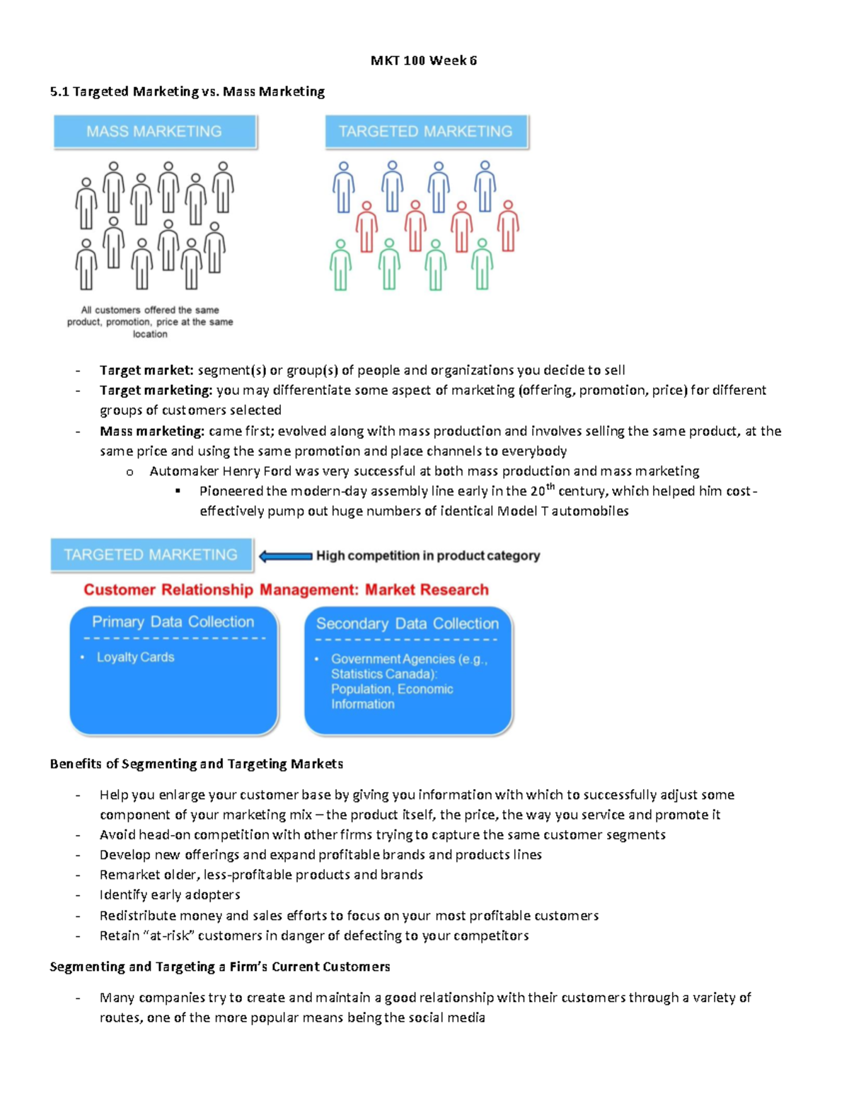 Marketing Midterm 2 Notes Merged - MKT 100 Week 6 5 Targeted Marketing ...