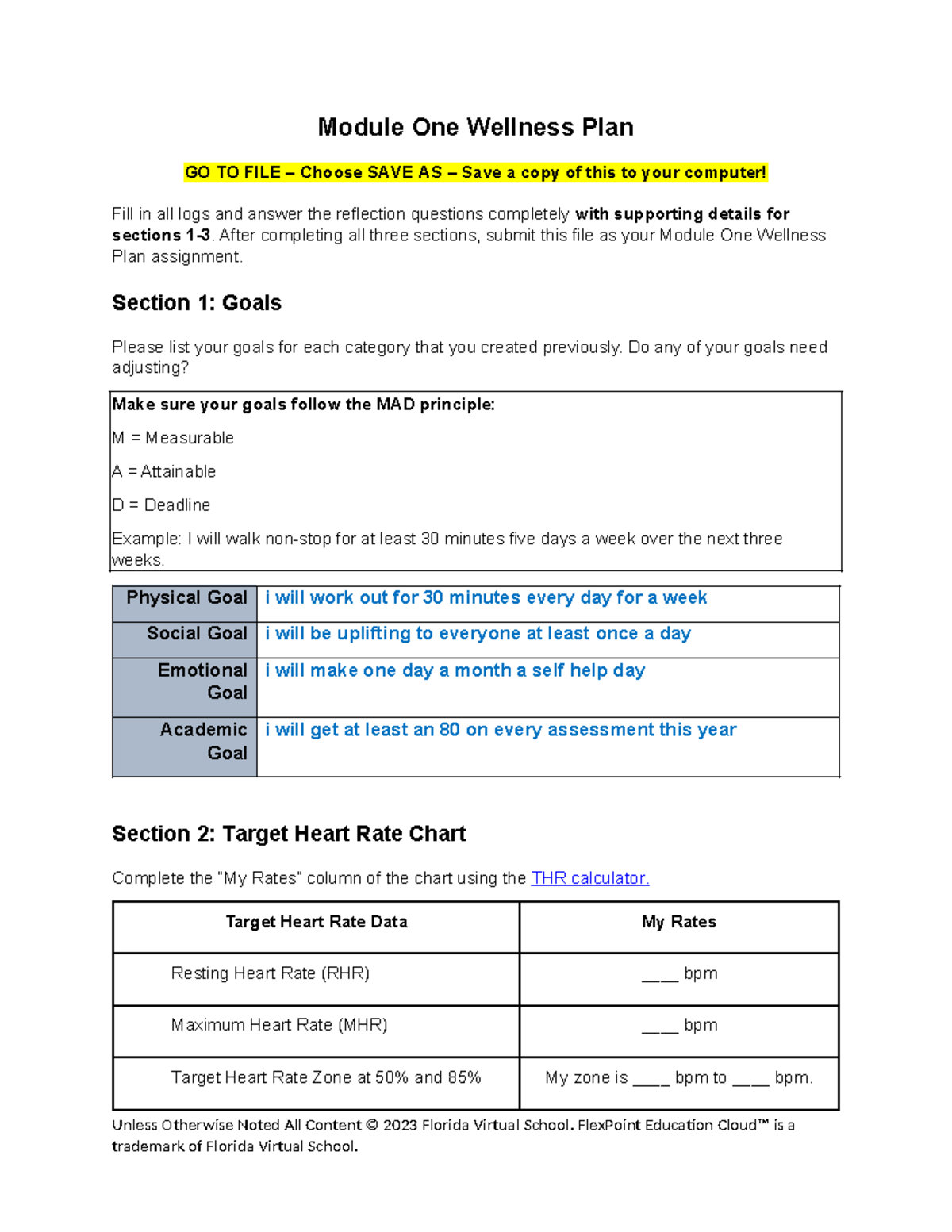 Module one wellness plan - Module One Wellness Plan GO TO FILE – Choose ...