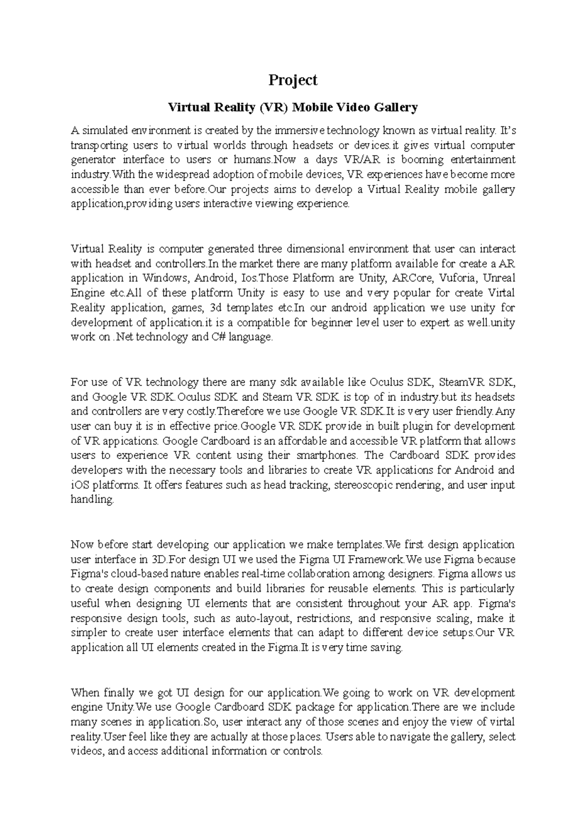 Practical 1 project essey - Project Virtual Reality (VR) Mobile Video ...