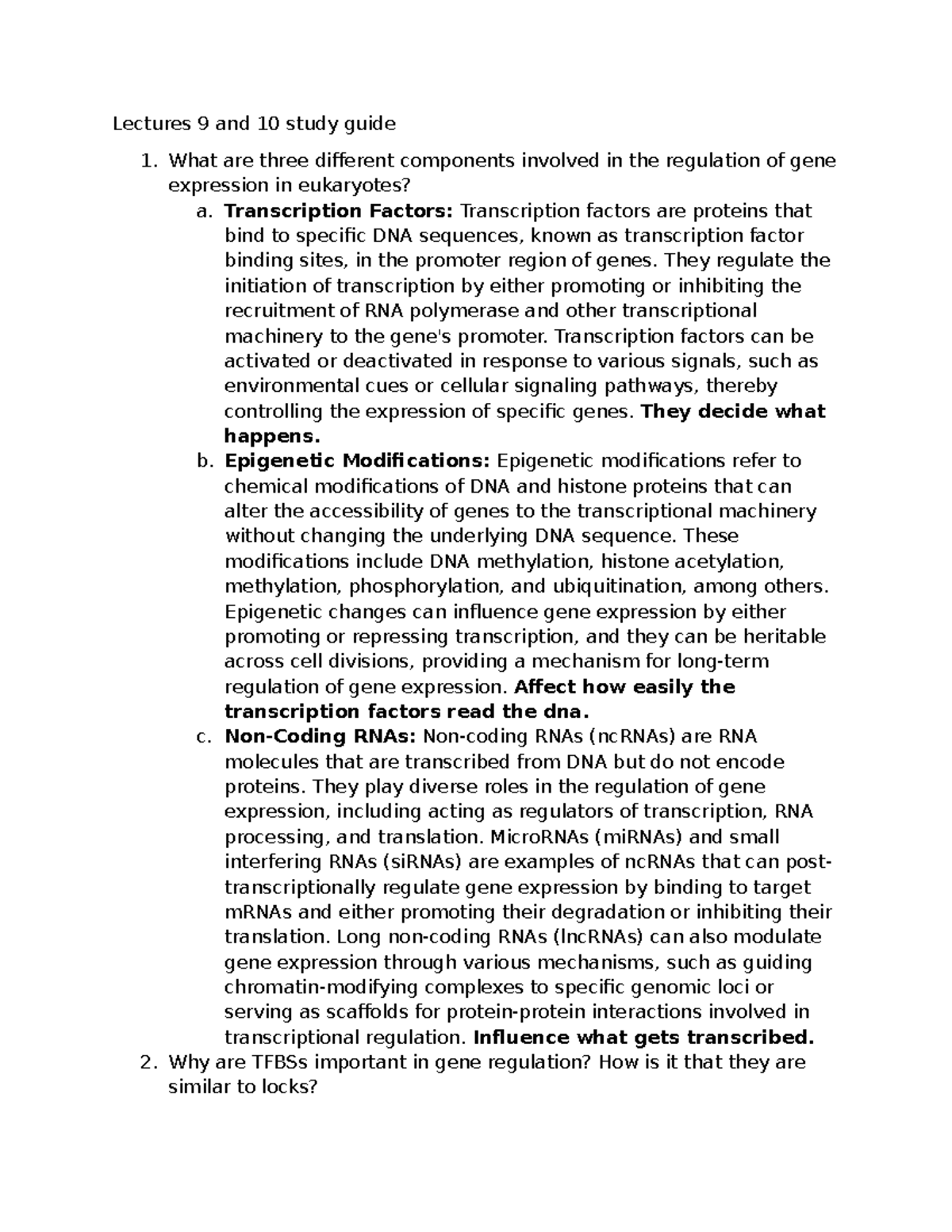 Lectures 9 and 10 study guide - Lectures 9 and 10 study guide 1. What are three different ...