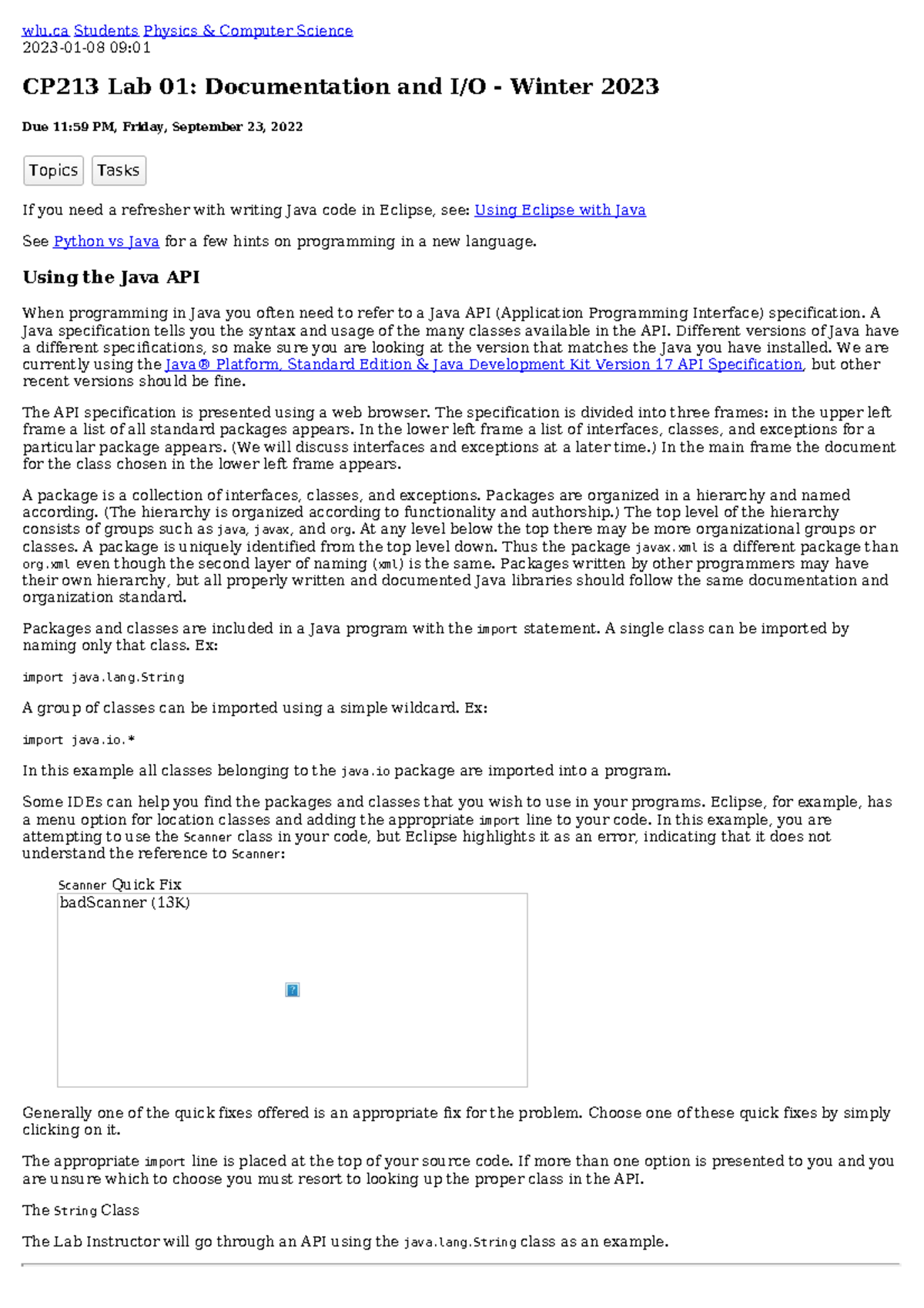 CP213 - L01 Documentation - wlu Students Physics & Computer Science 2023-01-08 09: CP213 Lab 01 ...