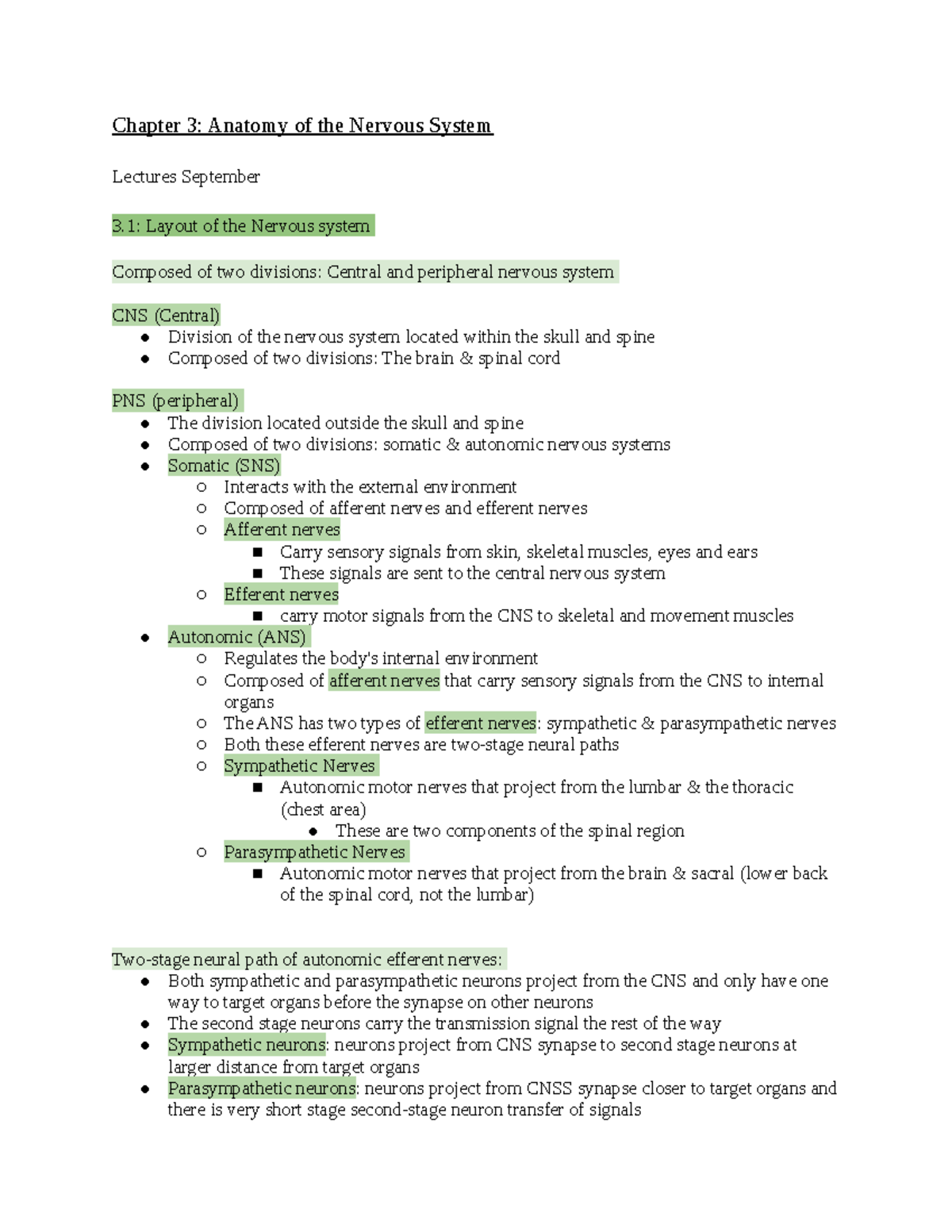 Chapter 3 Anatomy of the Nervous System - Chapter 3: Anatomy of the ...