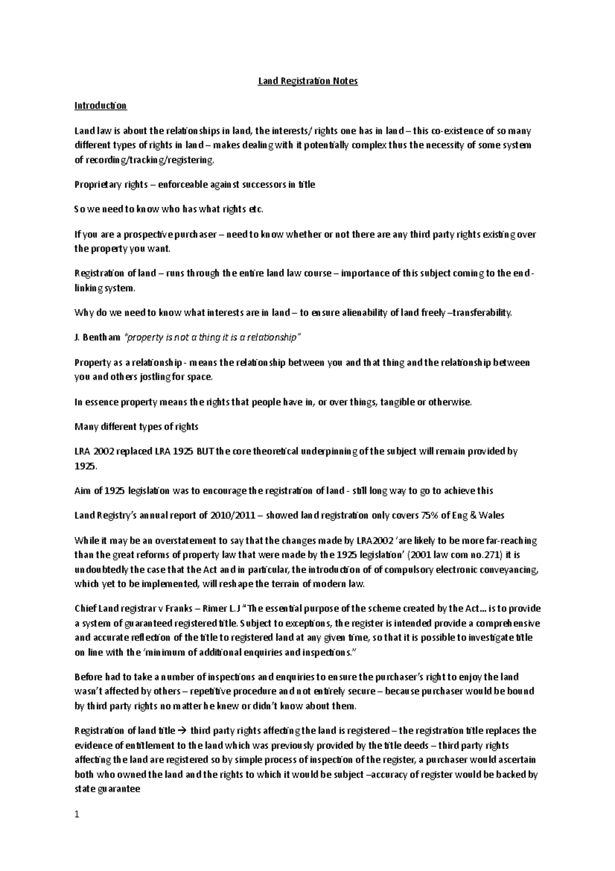 Land Registration Notes - If you are a prospective purchaser need to ...