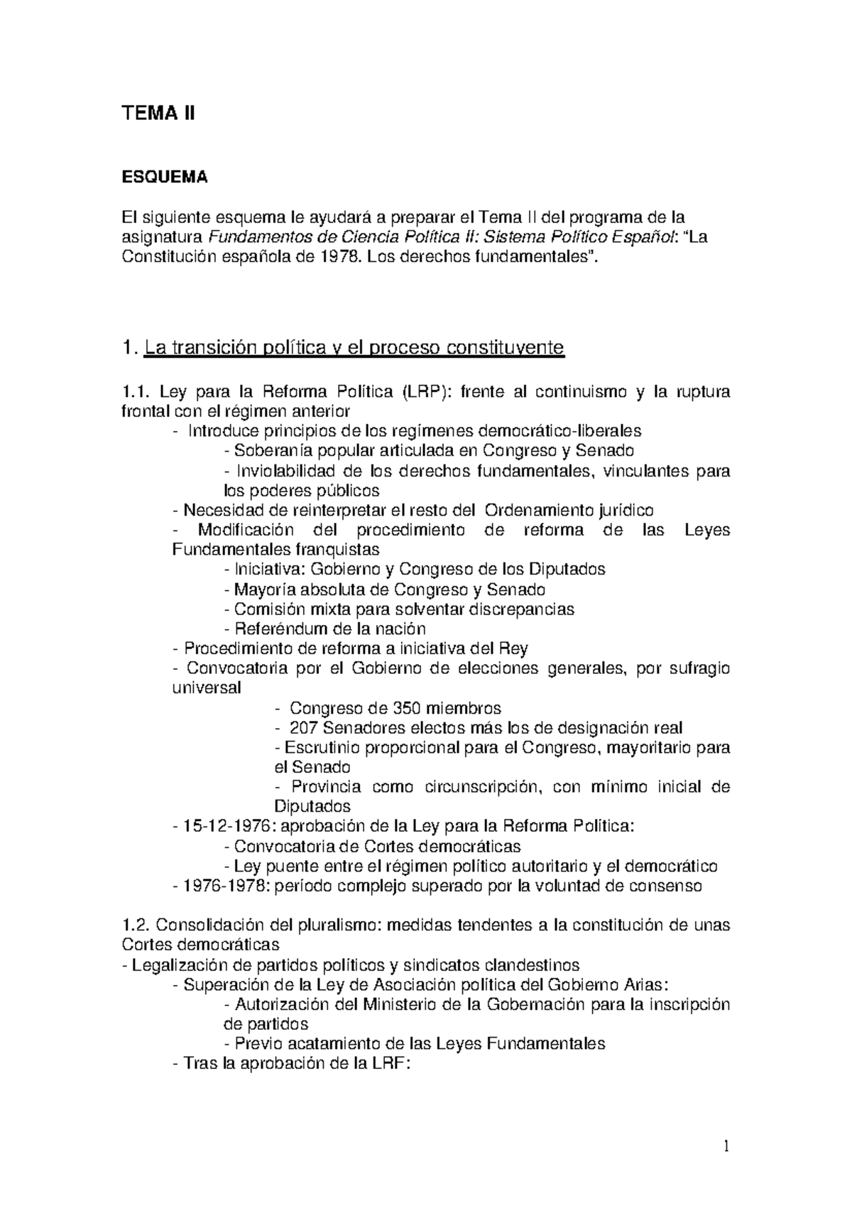 Esquema-resumen Tema II - TEMA II ESQUEMA El siguiente esquema le ...