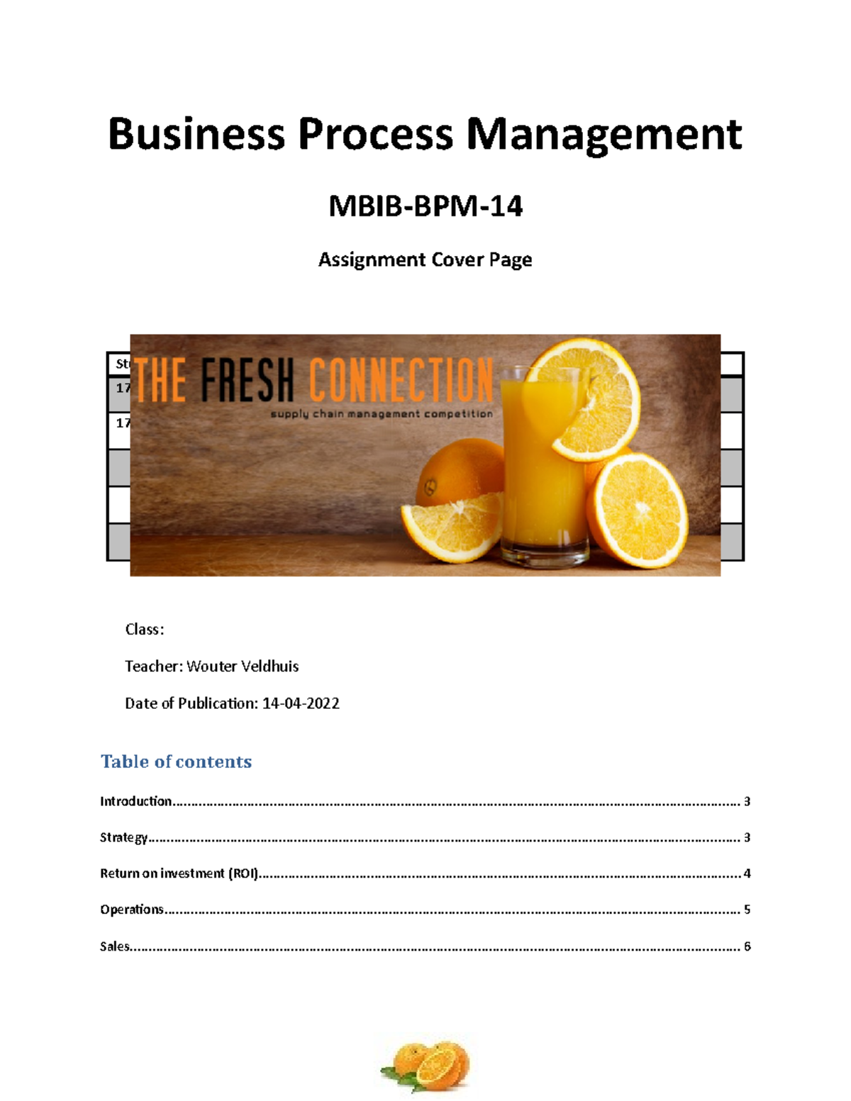 Assignment TFC Final - Business Process Management MBIB-BPM- Assignment ...