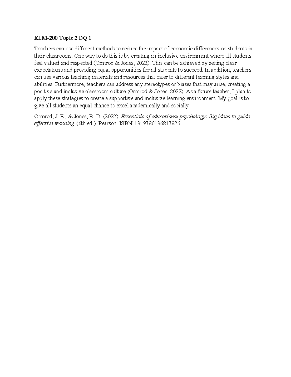ELM-200 Topic 2 DQ 1 - Discussion question 1 - ELM-200 Topic 2 DQ 1 ...