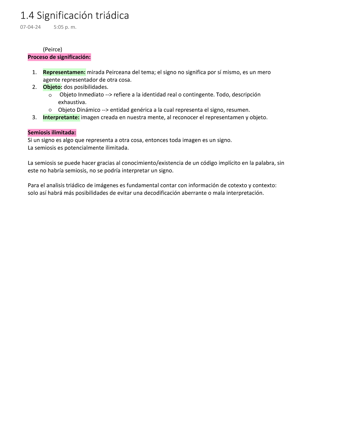 1.4 Significación triádica - (Peirce) Proceso de significación ...