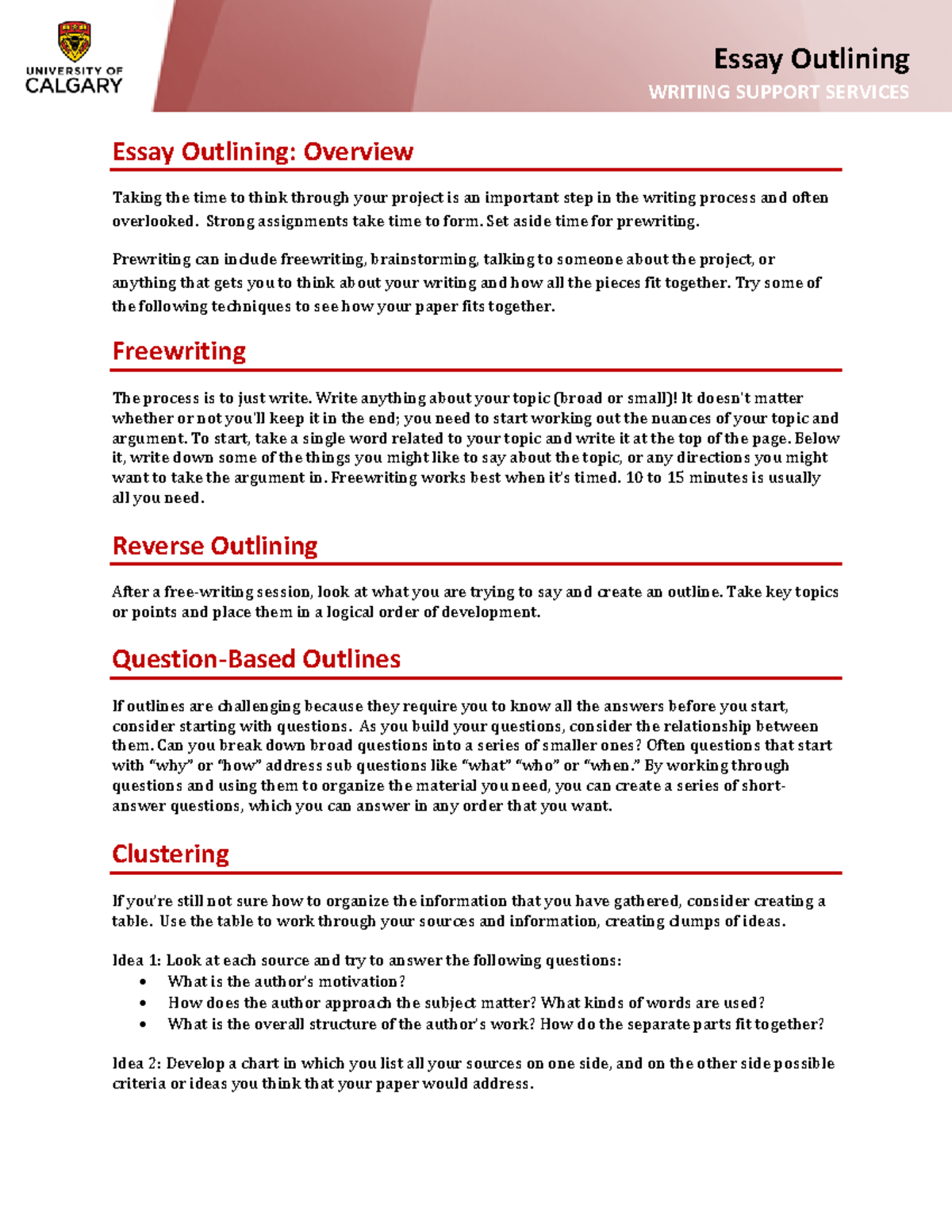 Essay outlining writing strategies - Essay Outlining WRITING SUPPORT ...