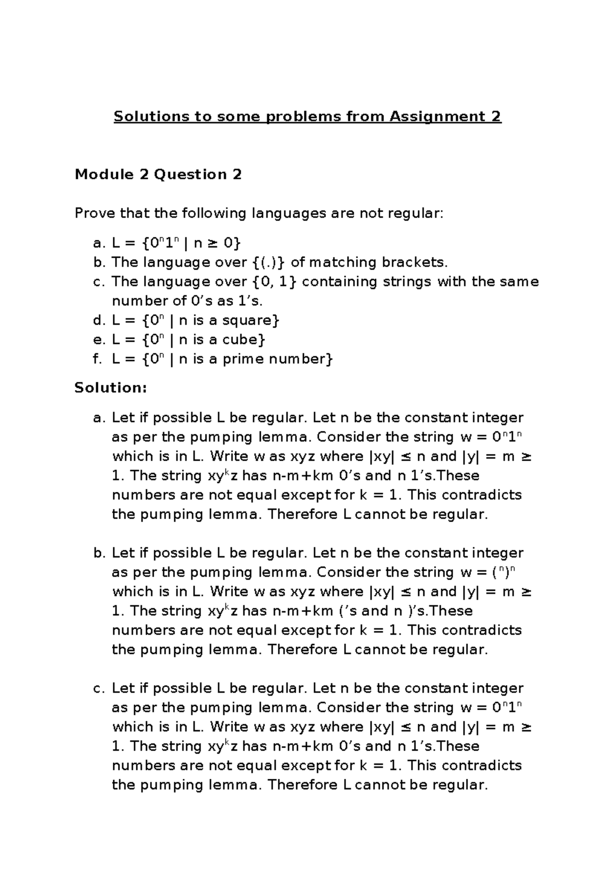 ASSIGNMENT 2 WITH SOLUTIONS - Solutions to some problems from Assignment 2 Module 2 Question 2 ...