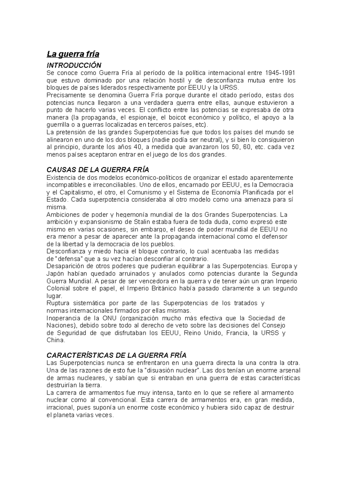 Guerra-fria-1b - Muy buenos - La guerra fría INTRODUCCIÓN Se conoce ...