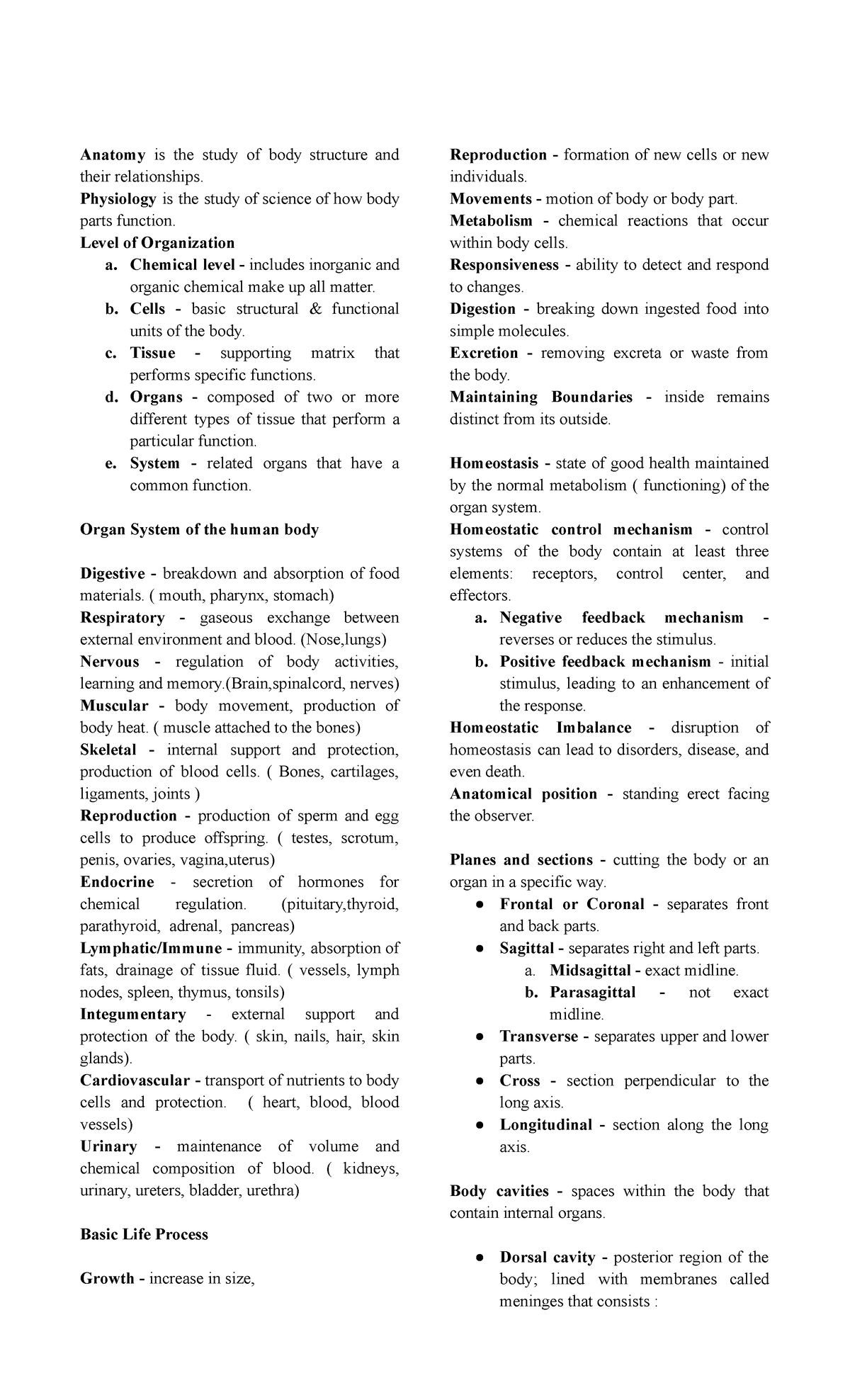 Anatomy and Physiology Notes Lecture And Study guide - Anatomy is the ...