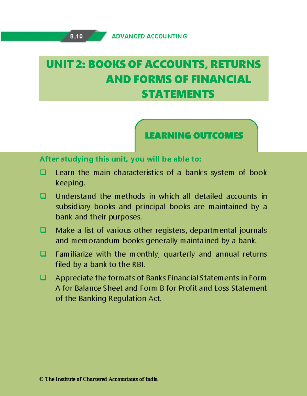 Banking books accounts - 8. 10 ADVANCED ACCOUNTING LEARNING OUTCOMES ...