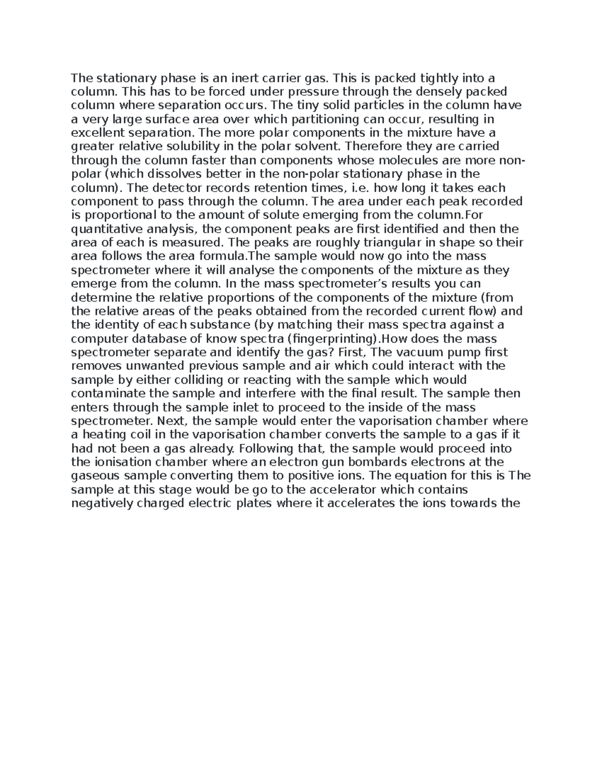 2322 - nursing - The stationary phase is an inert carrier gas. This is ...