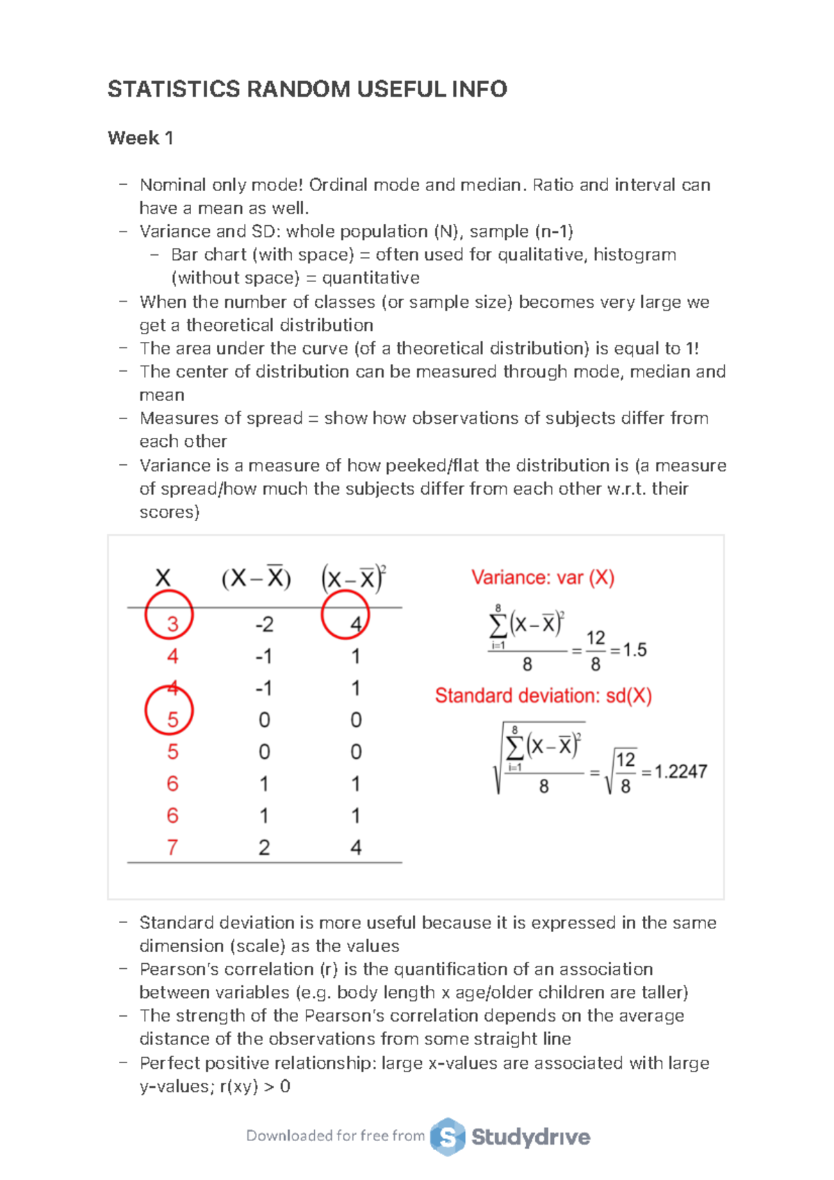 Week 1 statistic difficult things to remember ...