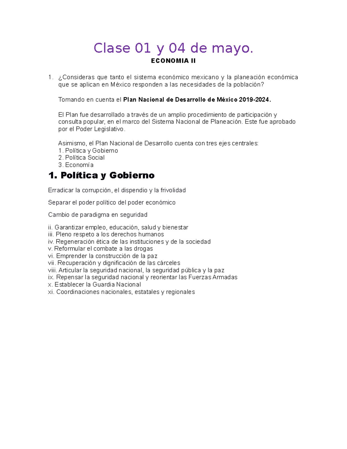 Clase 24 y 27 abril - Clase 01 y 04 de mayo. ECONOMIA II ¿Consideras ...