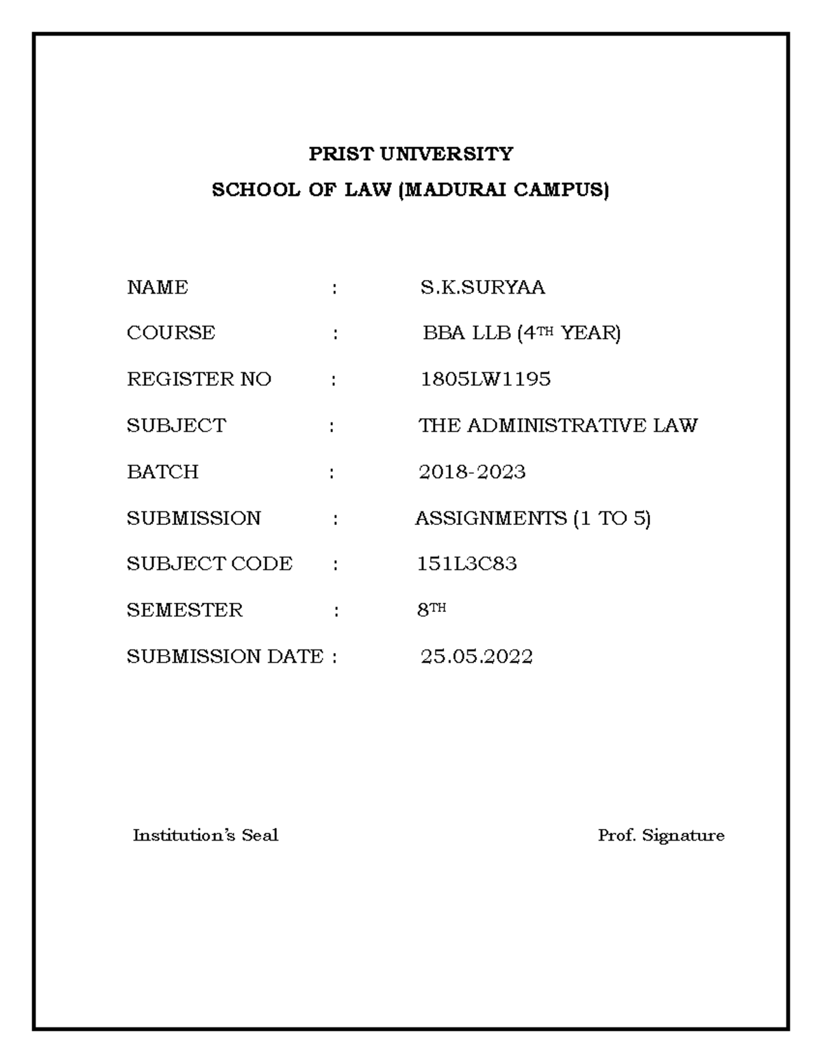 Assignment Admin - USHA JAGANATHAN LAW BOOKS - PRIST UNIVERSITY SCHOOL ...