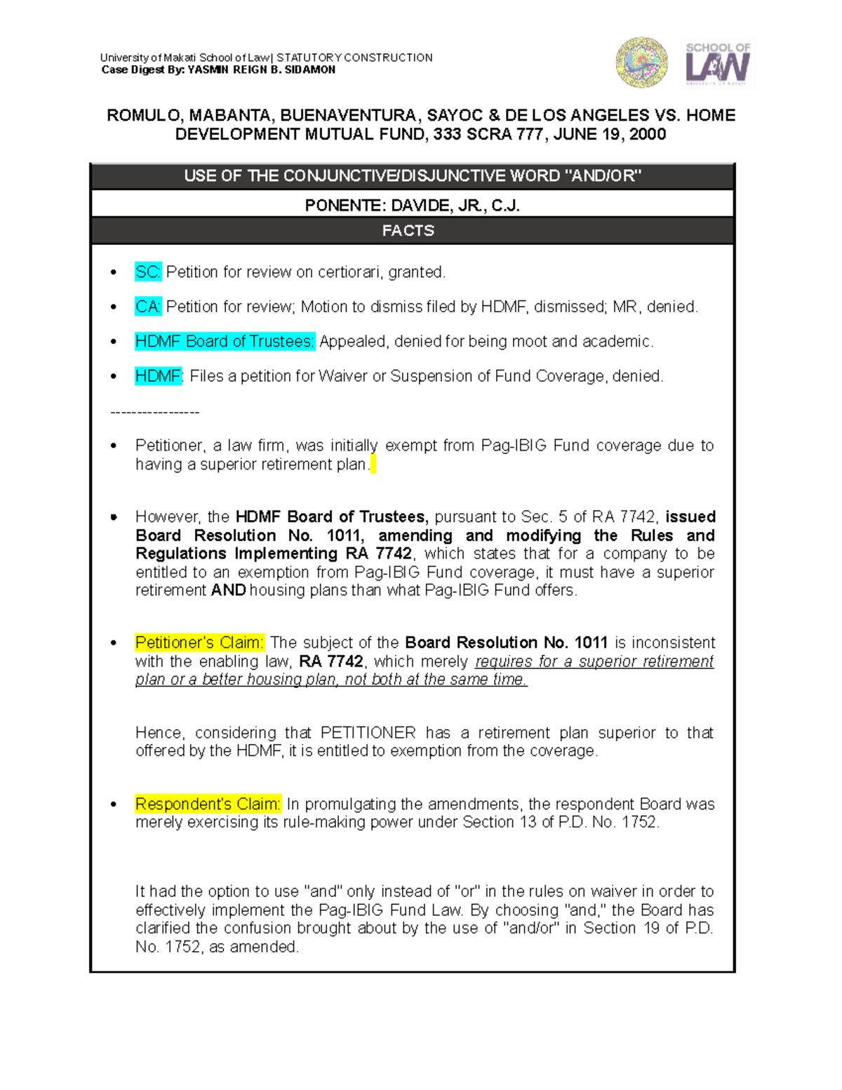 Romulo, Mabanta, Buenaventura, Sayoc & DE LOS Angeles VS. HOME ...