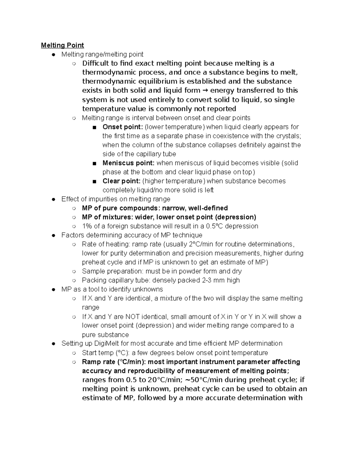 CHM 111 Melting Point Lab - Melting Point Melting range/melting point ...