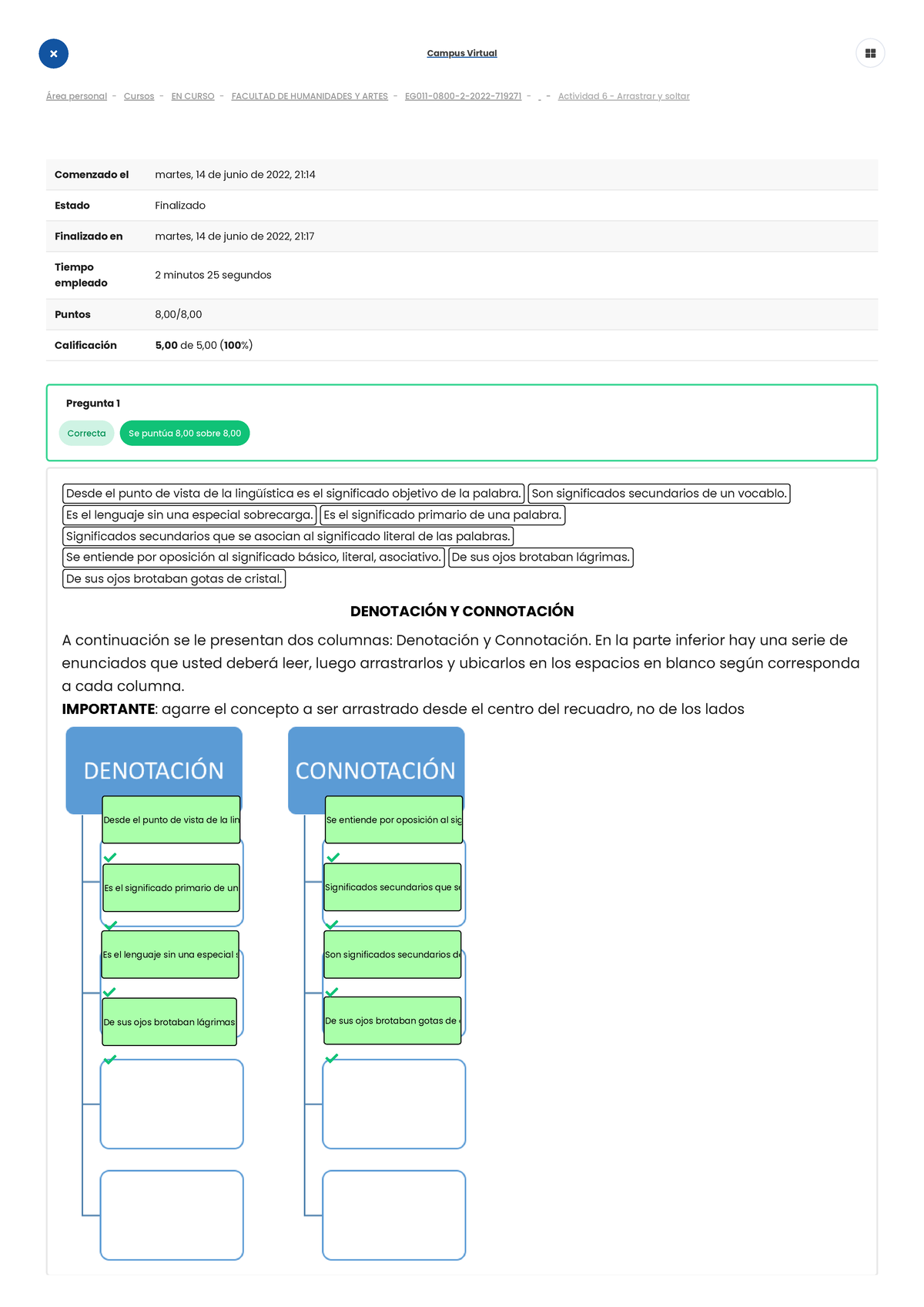 Actividad 6 - Arrastrar y soltar - Español General EG011 - Área ...