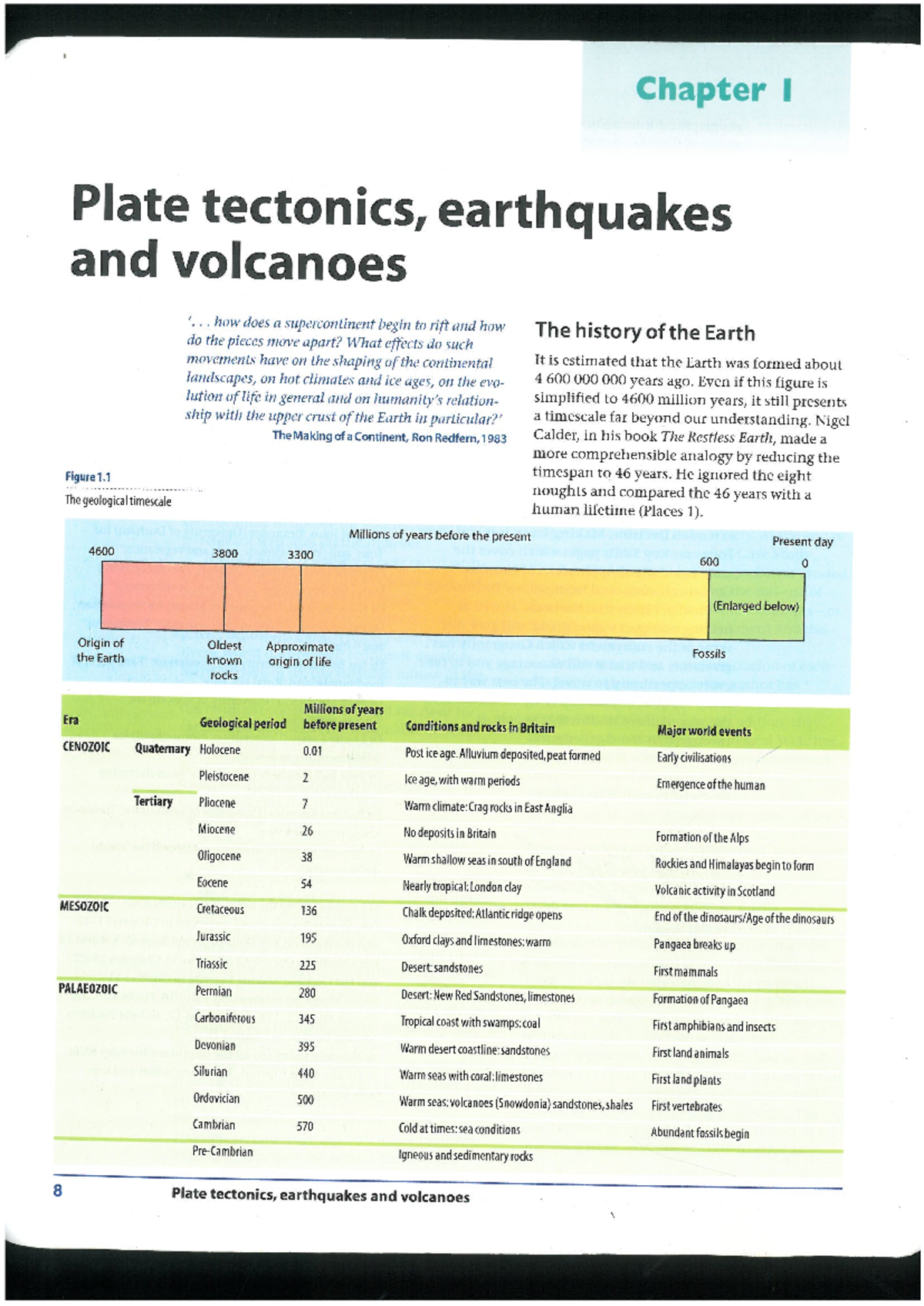 PHYSICAL GEOGRAPHY - Chapter I Plate tectonics, earthquakes and ...